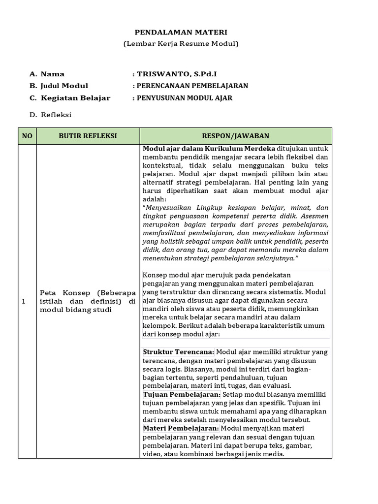LK - RESUME Modul Ajar | PDF
