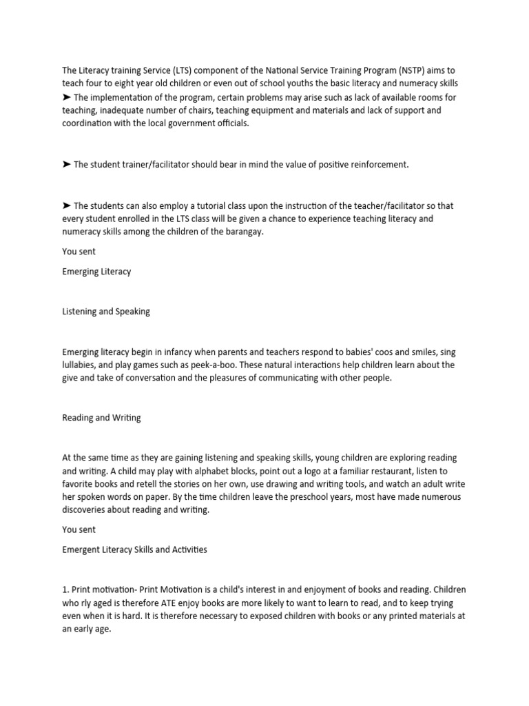 Early Literacy Development Guide | PDF | Literacy | Human Communication