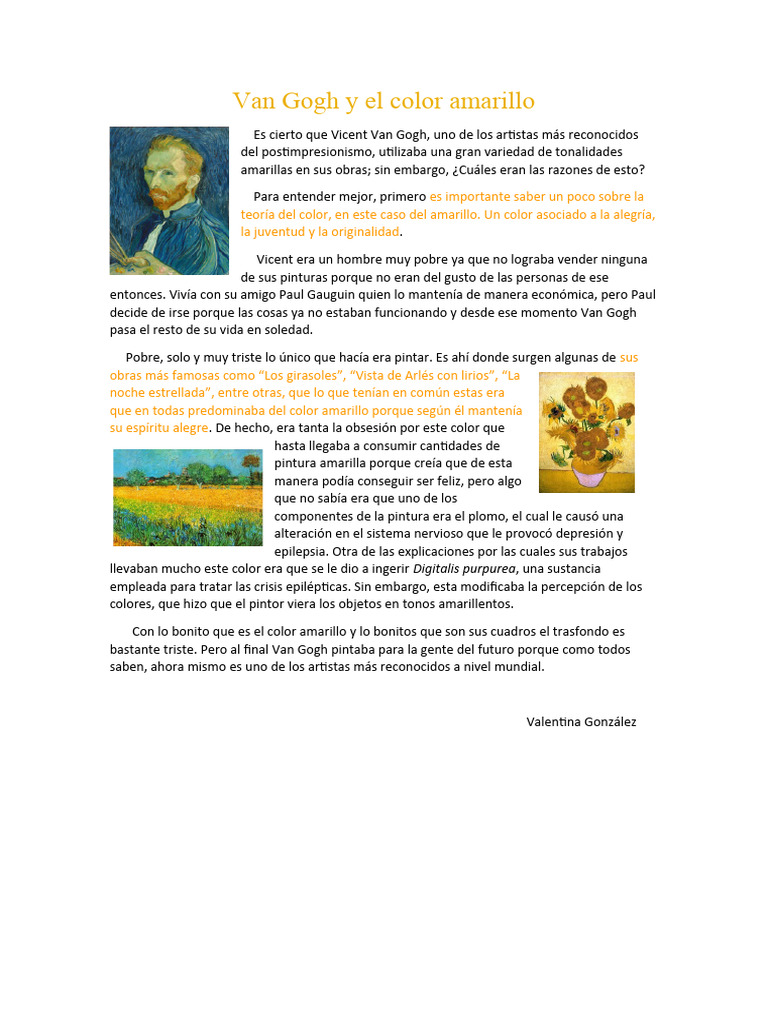 Texto Expositivo | PDF | Vincent Van Gogh | Color