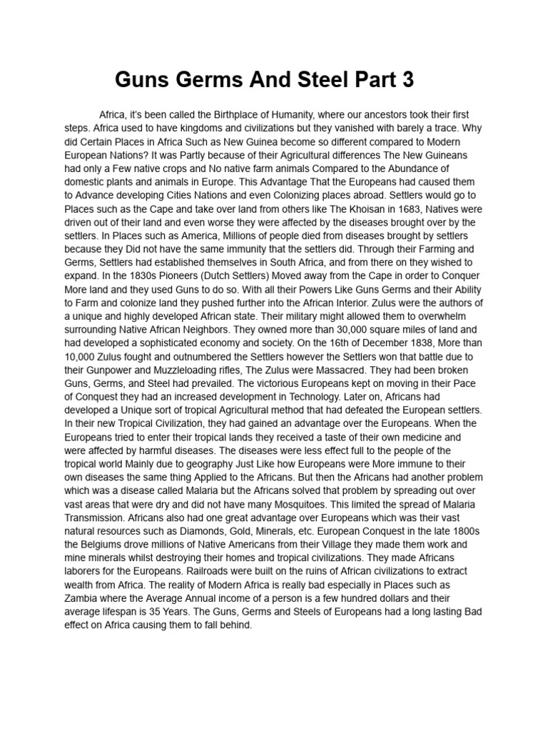 Take Away - Guns, Germs, & Steel | PDF | Africa