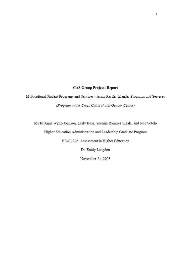 Cas Report of Api Programs | PDF | Strategic Planning | Race And ...