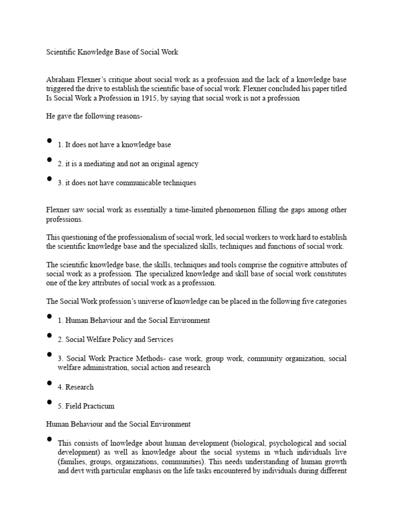 Scientific Knowledge Base of Social Work | PDF | Social Work | Knowledge