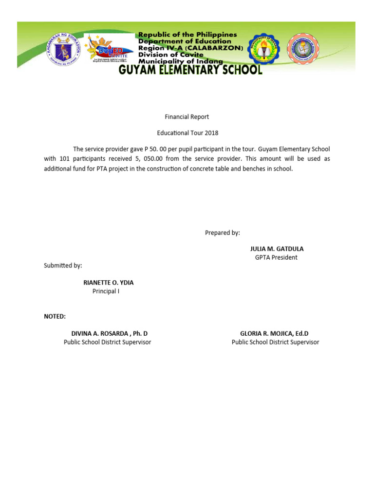 Guyam Elementary Educational Tour Report | PDF