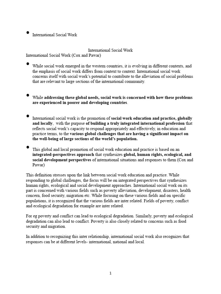 International Social Work Perspectives | PDF | Social Work | Human Rights