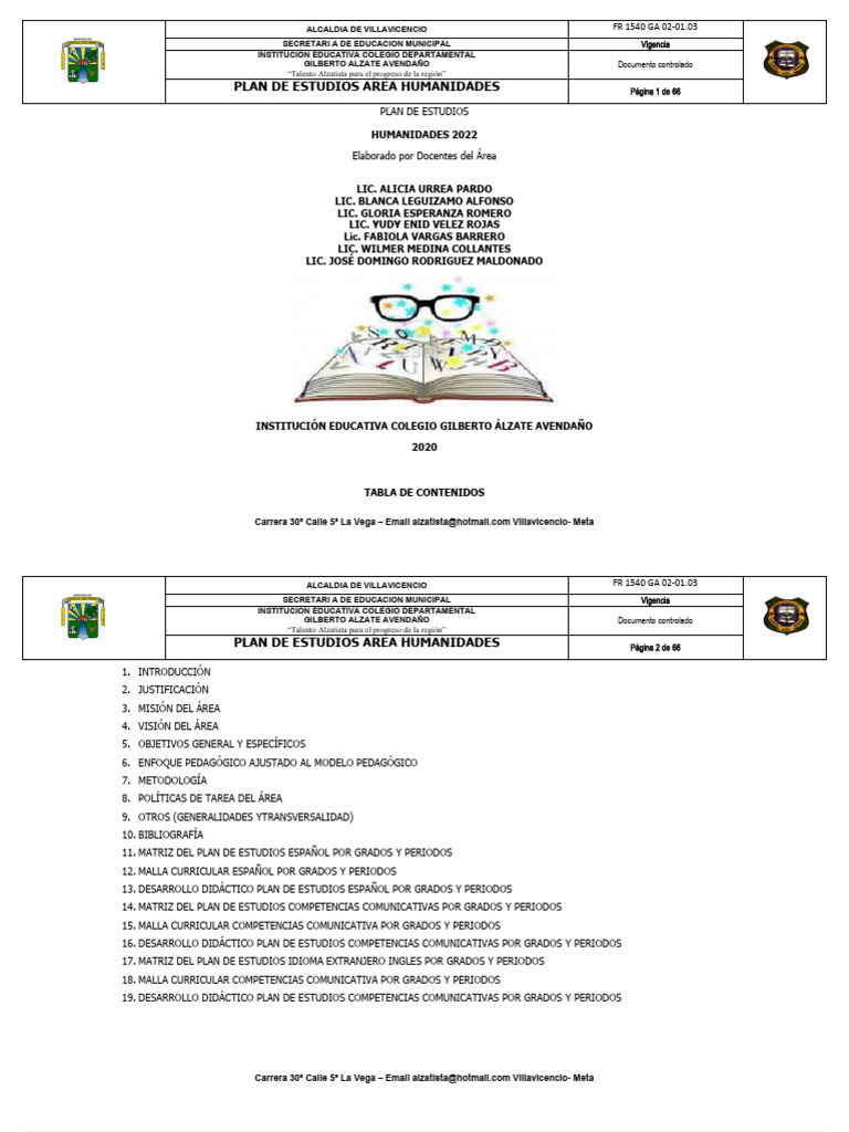 Plan Estudios Humanidades 2022 | PDF | Plan de estudios | Aprendizaje