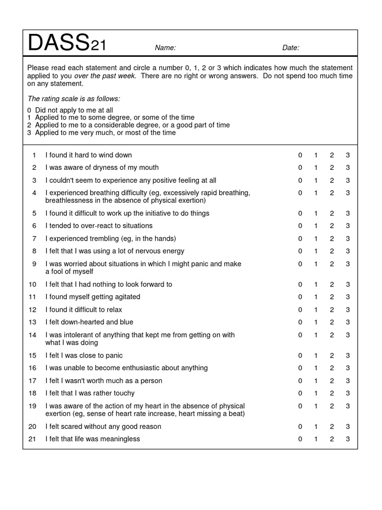 Dass 21 | PDF | Behavioural Sciences | Psychology