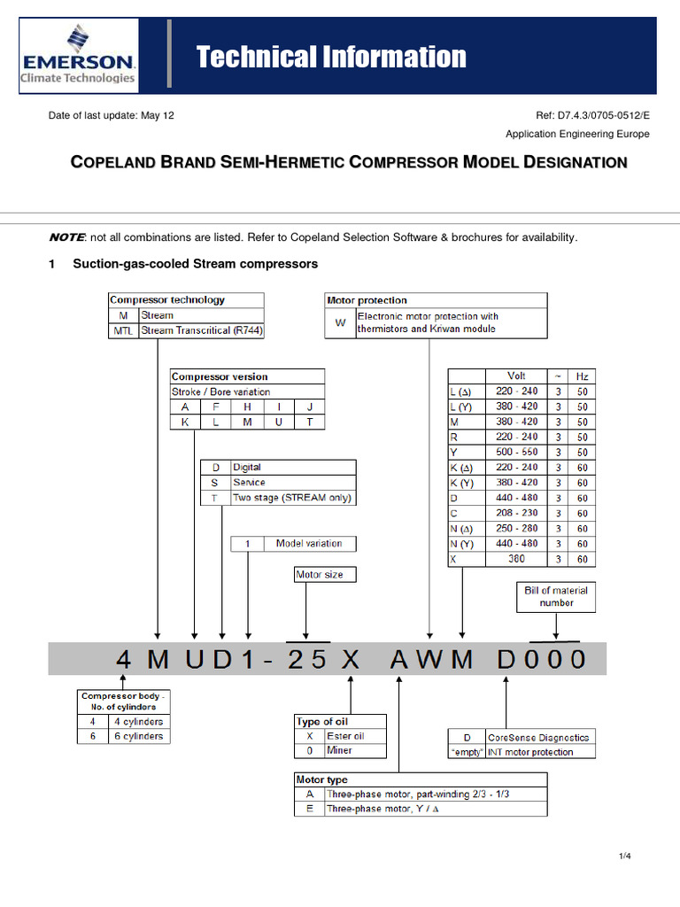 Copeland Compressor Model Nomenclature Guide | PDF | Rotating Machines ...