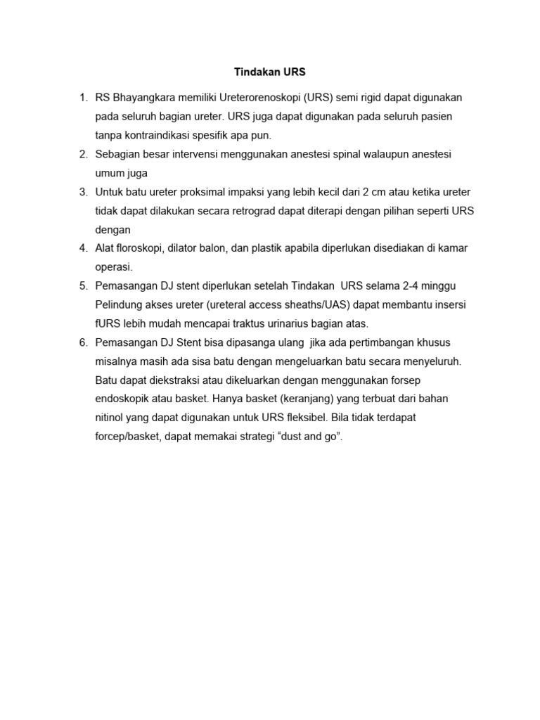 Tindakan URS Sesuai | PDF