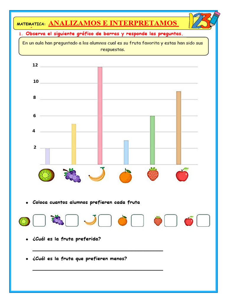 Ejercicios de Gráficas de Barras para Niños | PDF