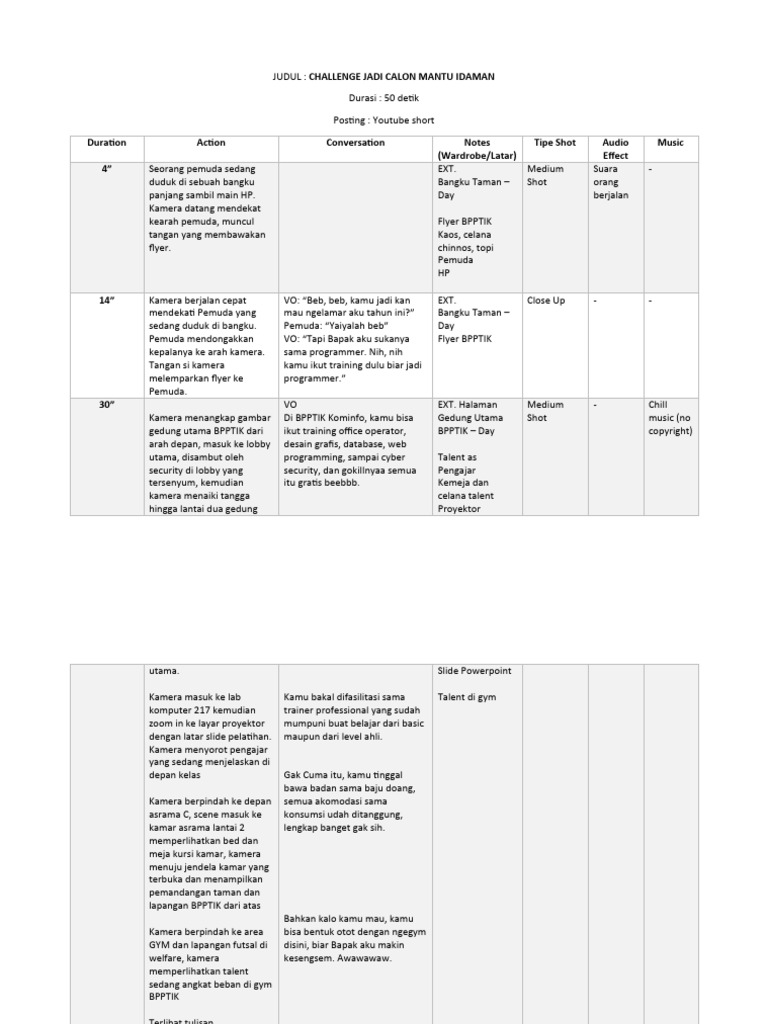 Contoh Script Video-Panjang | PDF