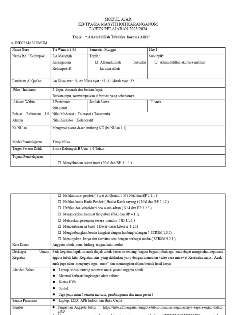 Modul Ajar Minggu 1 | PDF
