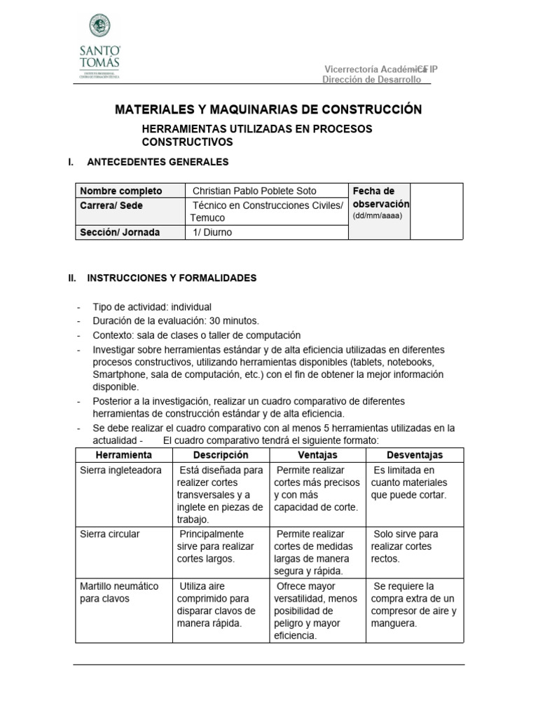 2.1 Herramientas Utilizadas en Procesos Constructivos | PDF | Herramientas | Martillo