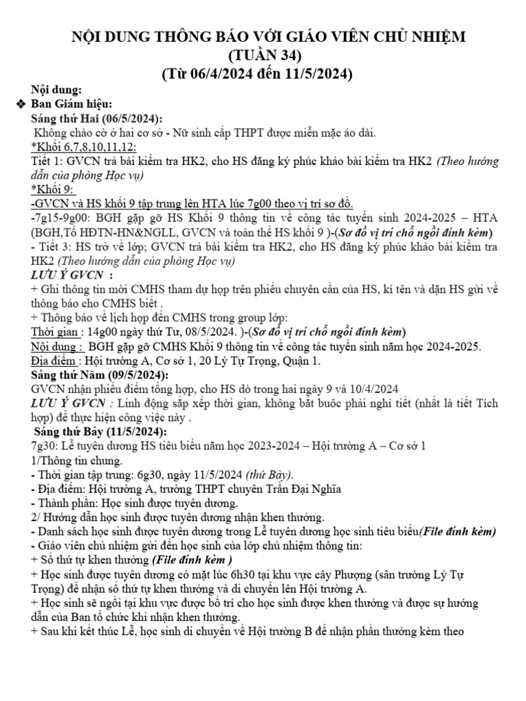 TBCN TUẦN 34 | PDF