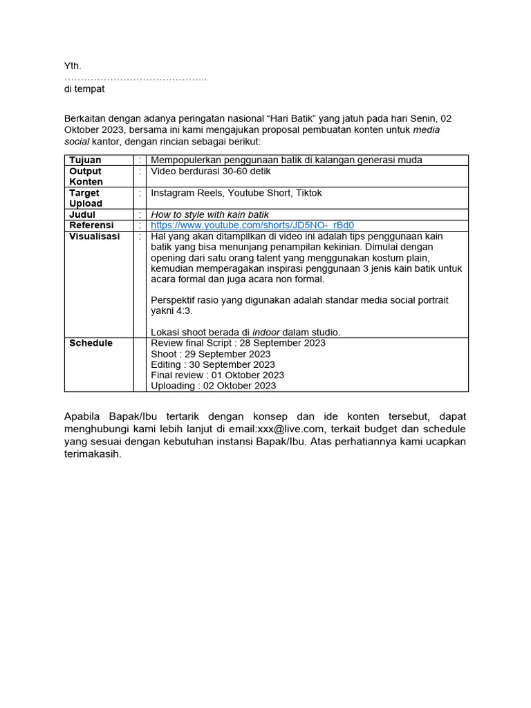 Contoh Pitching | PDF | Seni