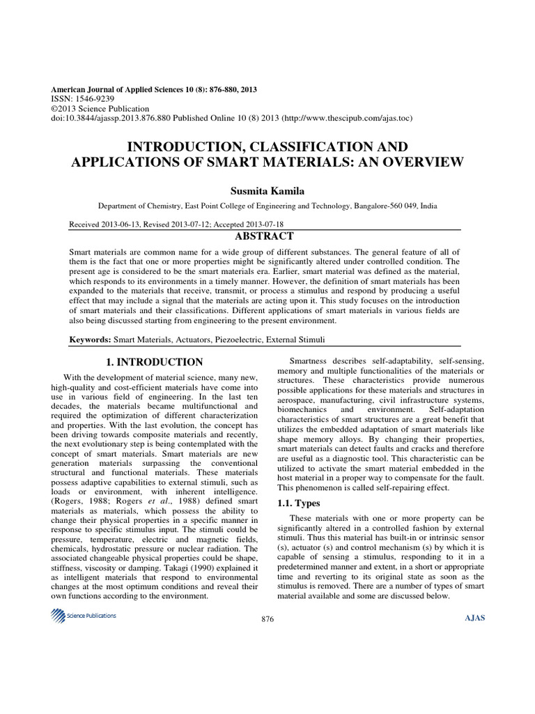 TP Smart Materials | PDF | Shape Memory Alloy | Gel