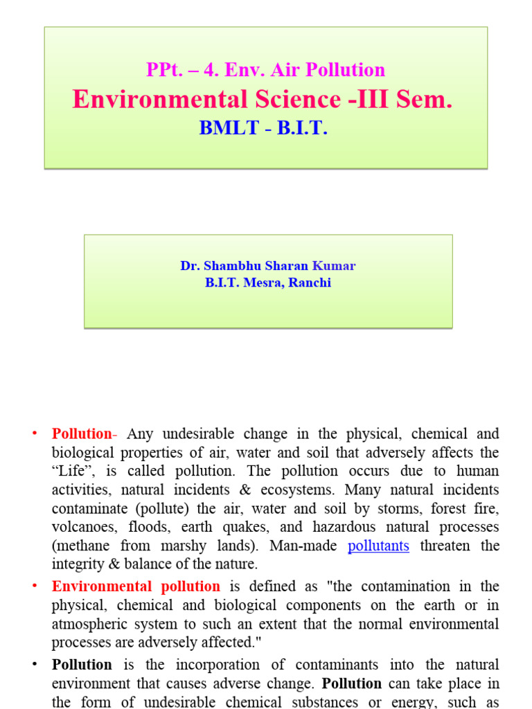 PPt. 4-Env - Air Pollution | Download Free PDF | Air Pollution ...