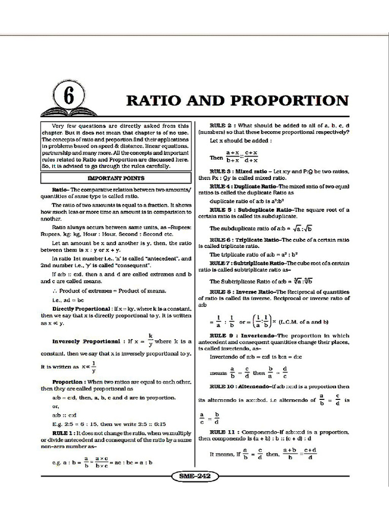 Theory of Ratio and Proportion | PDF