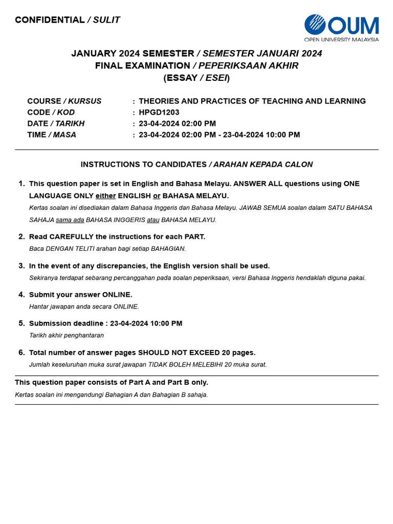 Open University Malaysia Final Exam Theories | PDF