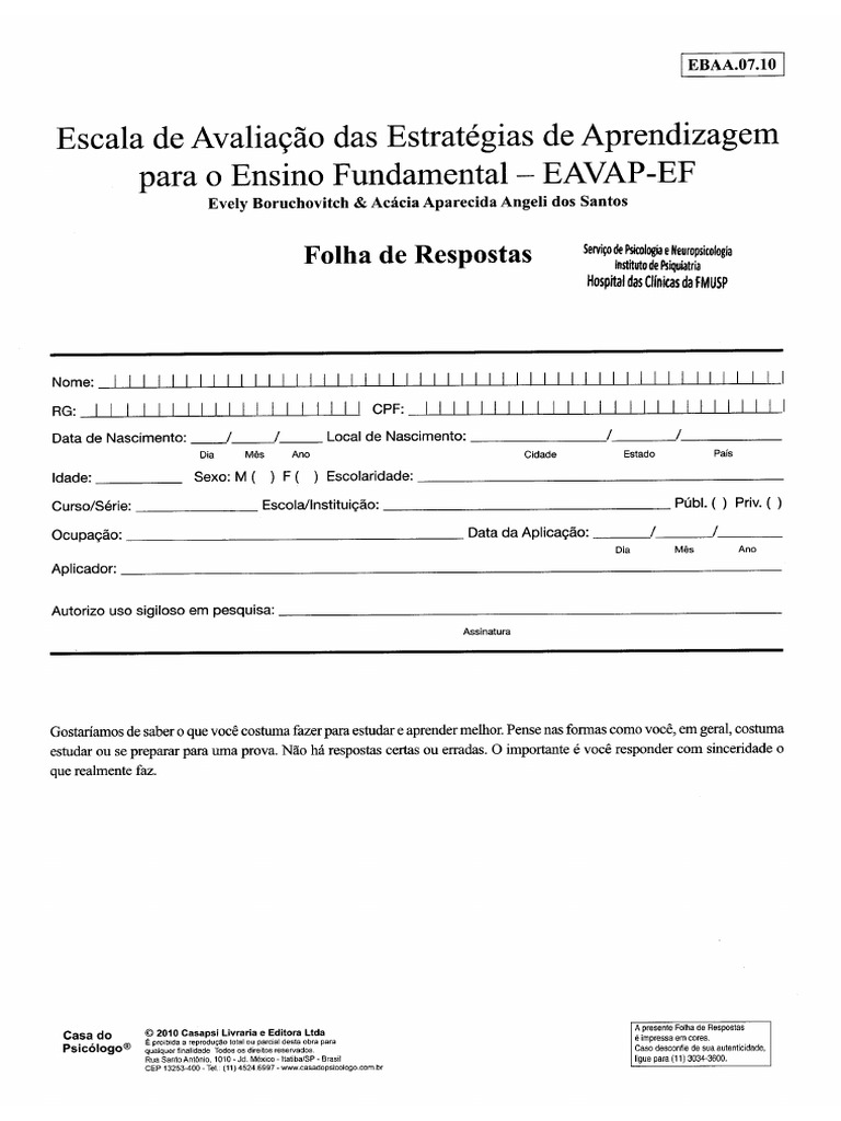 Eavap Escala Avalic Estrat de Aprendi Ens Fund | PDF