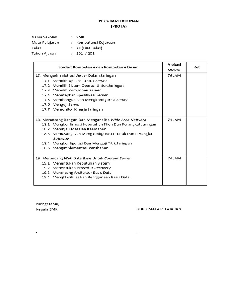 04 Prota TKJ KK - Kelas Xii | PDF