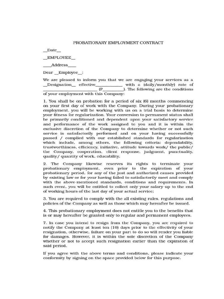 Probationary Contract | PDF