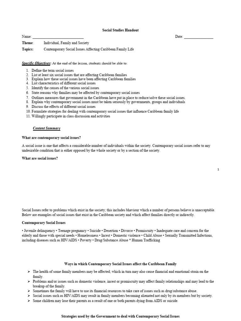 #4 D - Handout Contemporary Social Issues | PDF | Domestic Violence ...