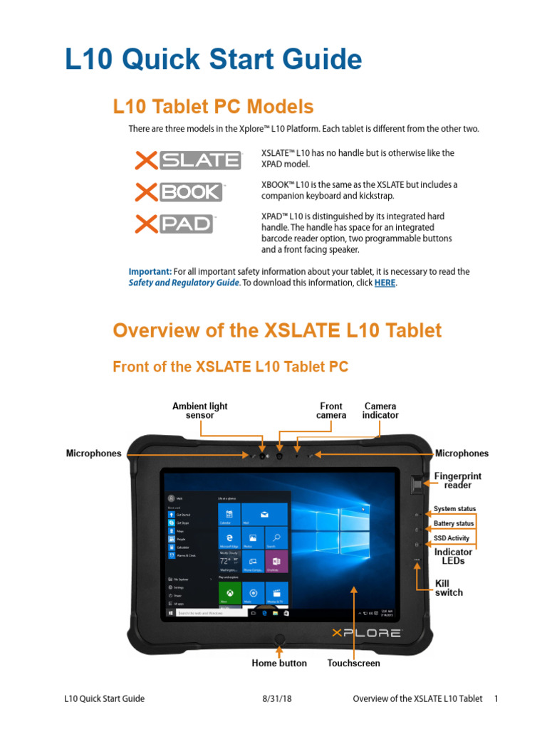 l10 Windows QSG en | PDF | Touchscreen | Tablet Computer