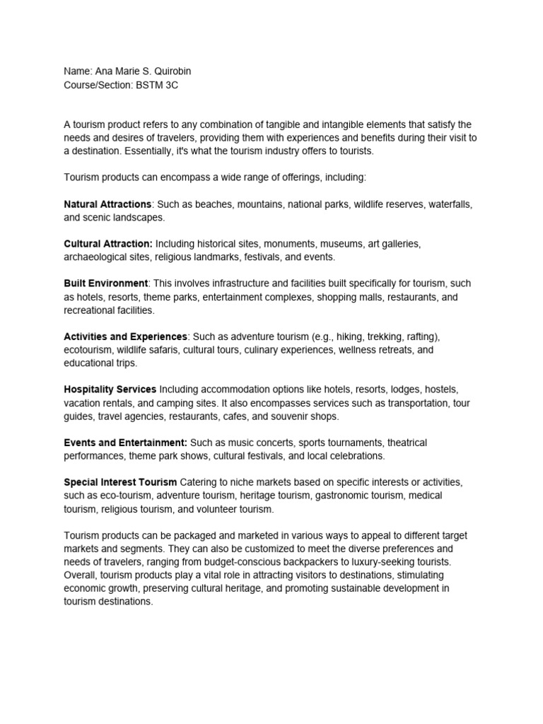 FinalResearch Quirobin BSTM3C | PDF | Tourism | Marketing