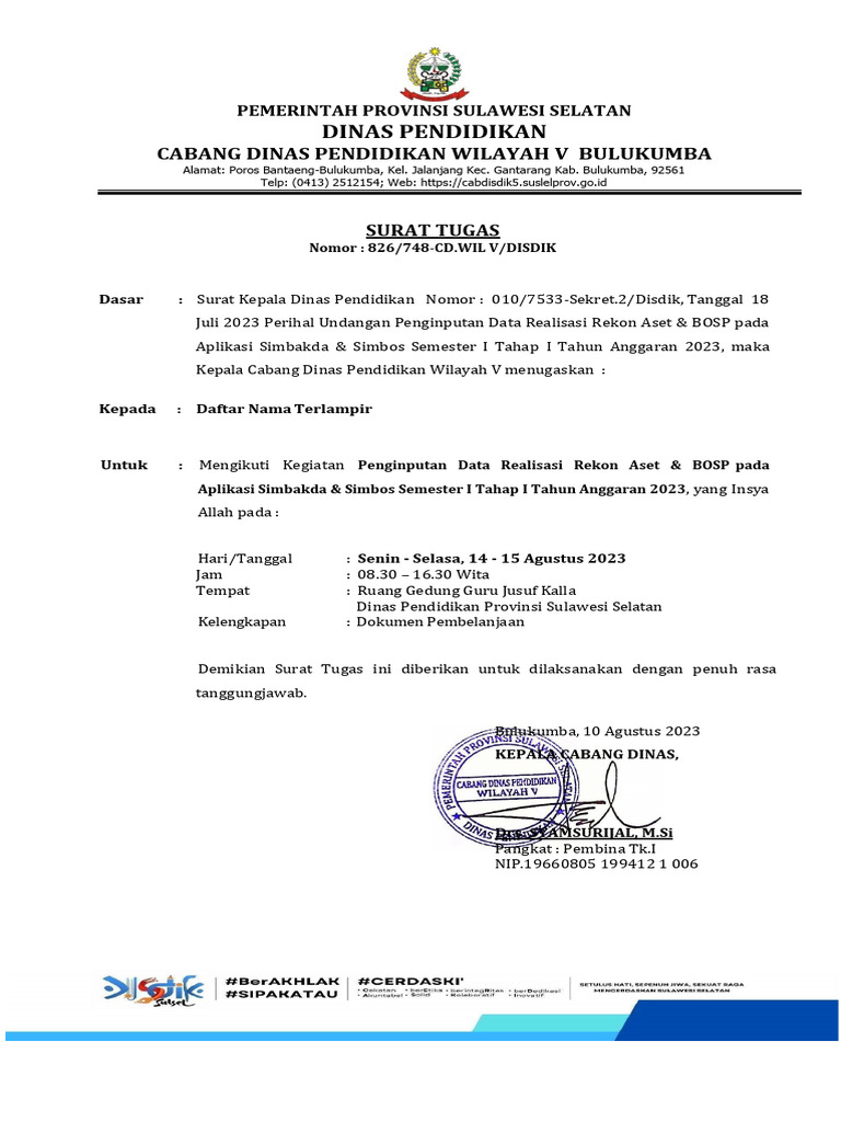 Surat Tugas Penginputan Data Rekon Aset | PDF