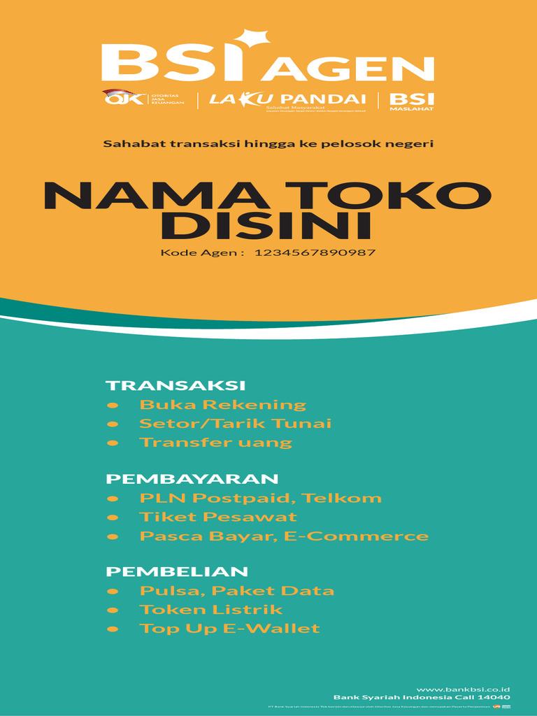 Contoh Spanduk Agen BSI dan Layanan | PDF