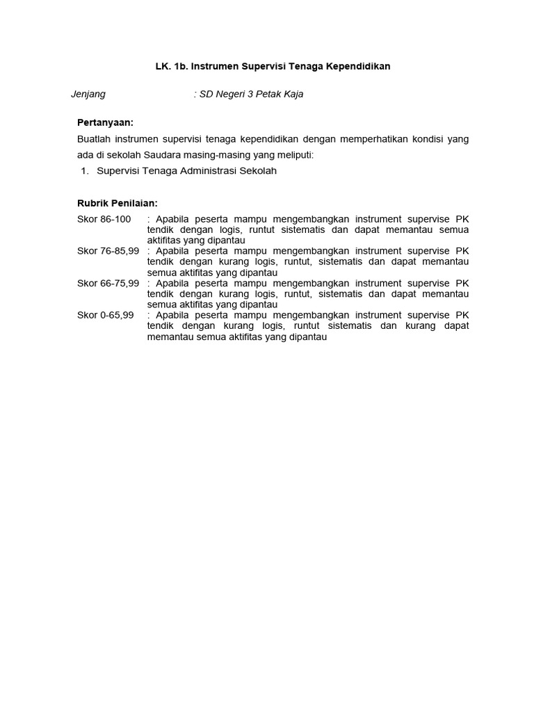 Dokumen Penilaian Kinerja Tenaga Kependidikan Berupa Format Penilaian ...