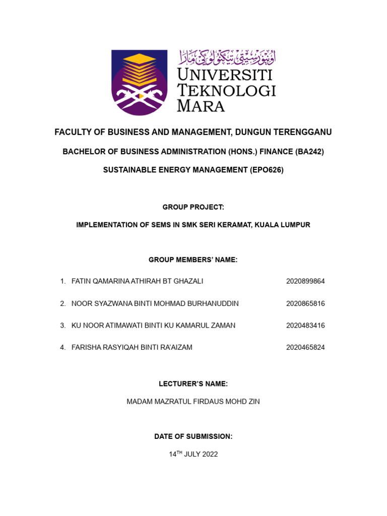 Implementation of Sems in SMK Seri Keramat | PDF | Energy Conservation ...