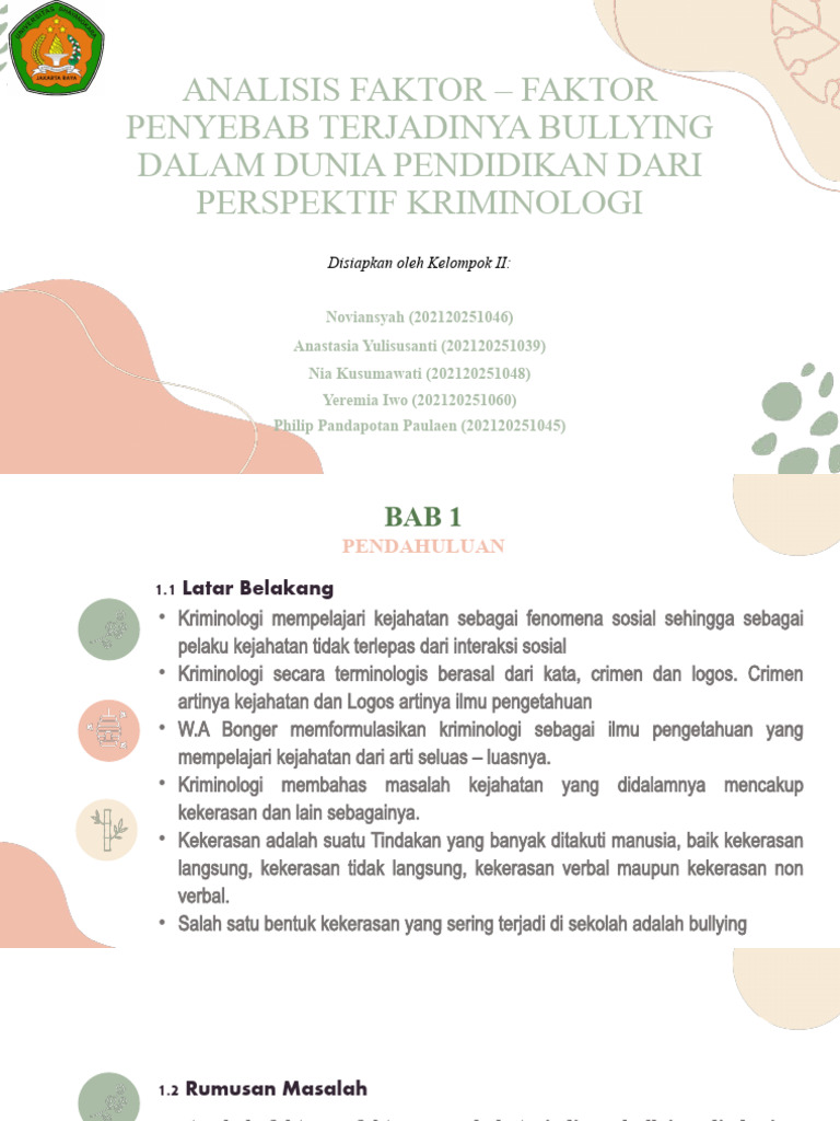 Faktor Penyebab Bullying di Pendidikan | PDF | Ilmu Sosial | Sains ...