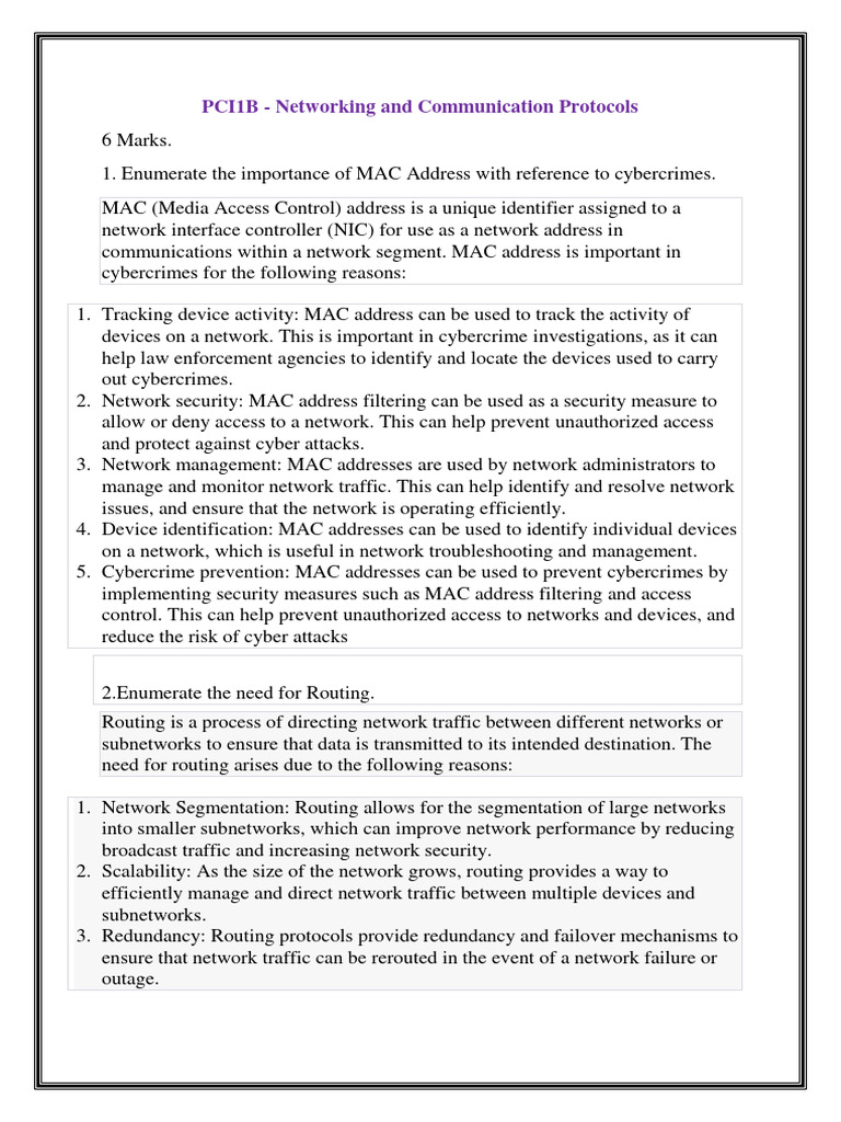 PCI1B Notes | PDF | Computer Network | Routing