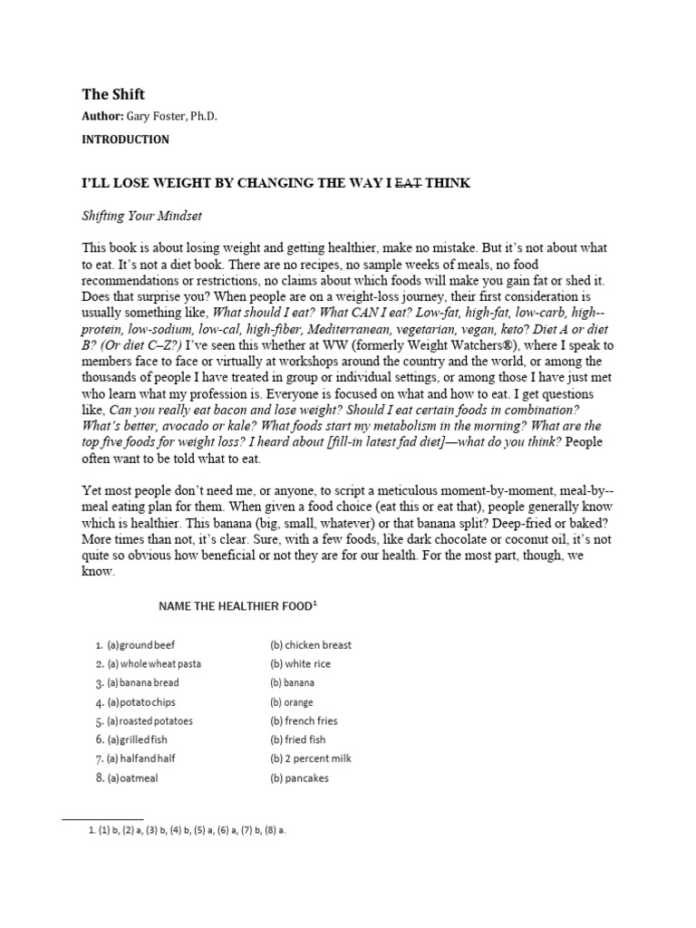 EXCERPT-The Shift | PDF | Dieting | Mindset