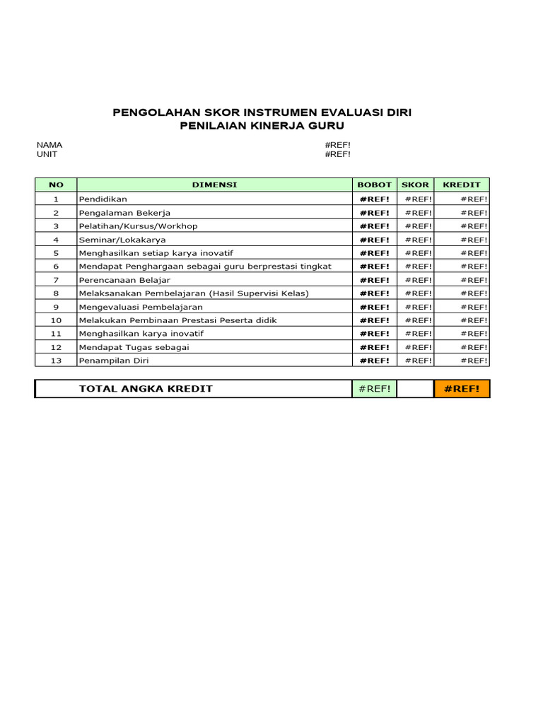 Penilaian Kinerja Guru: Instrumen dan Skor | PDF | Seni
