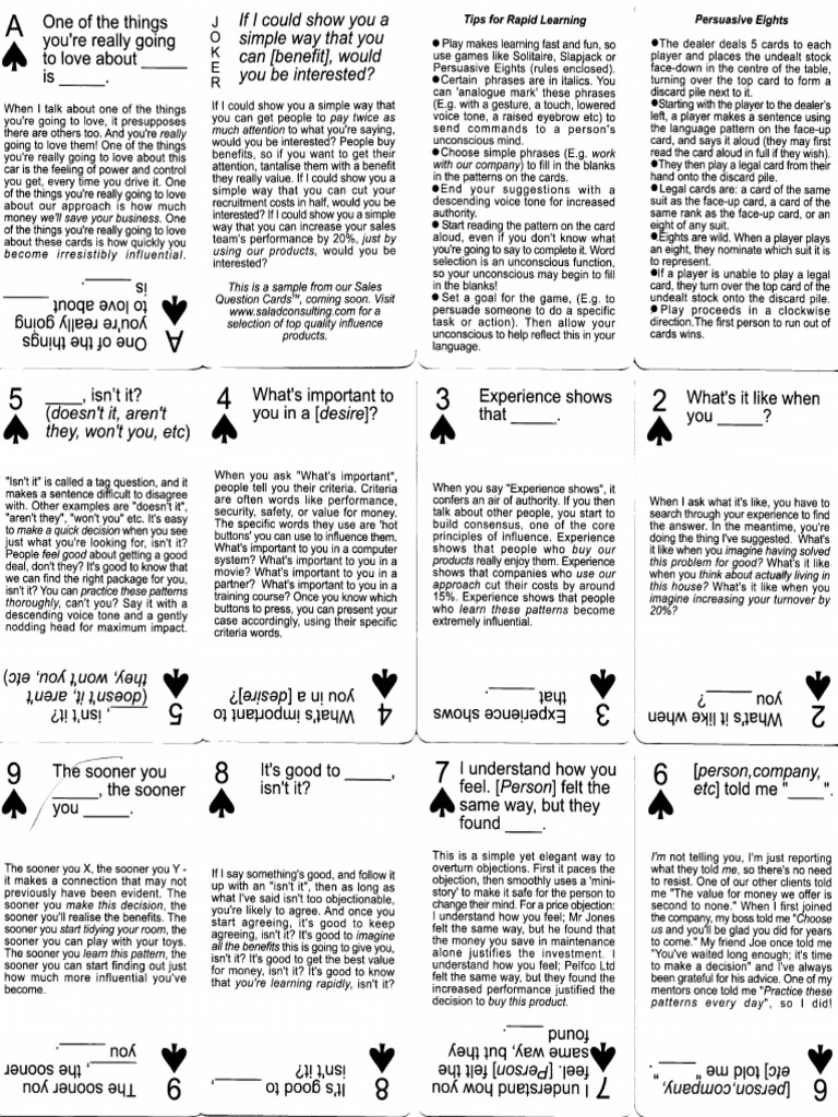 Salad Consulting LTD - Irresistible Influence Card Deck | PDF