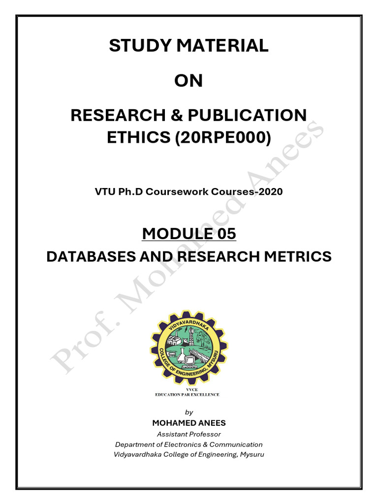 RPE - M05 Notes - Databases & Research Metrics | PDF | Academia | Science
