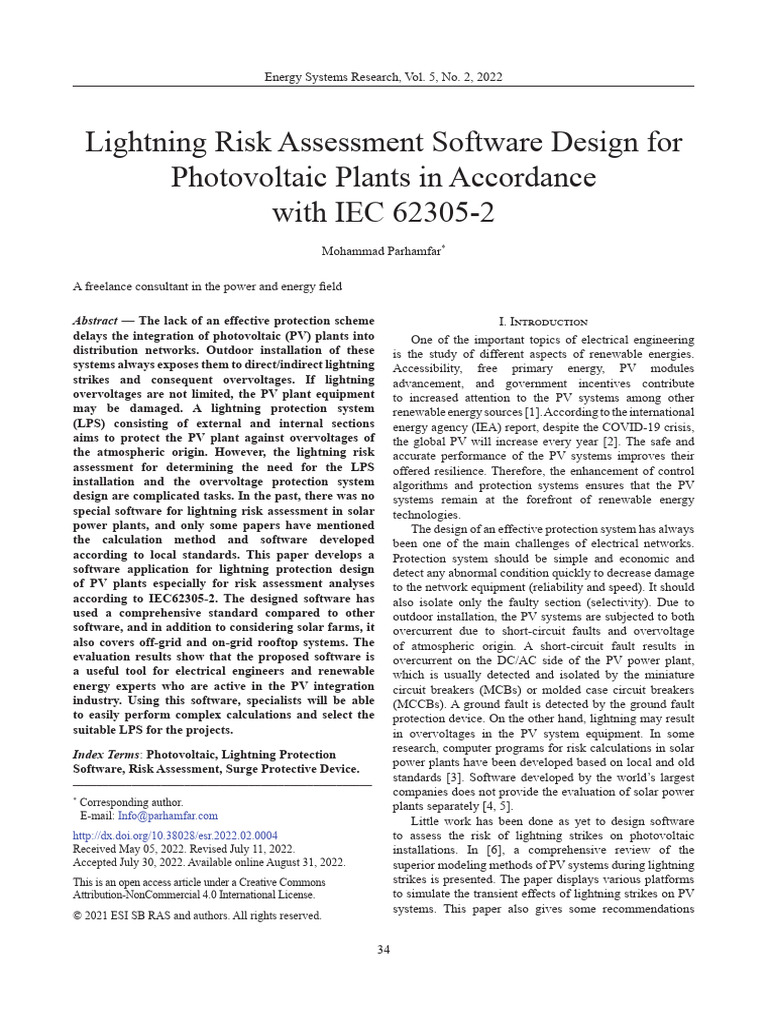 Lightning Risk Assessment Software for PV Plants | PDF | Photovoltaics ...