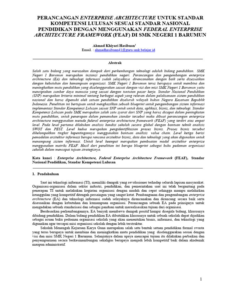 Architecture Framework (Feaf) Di SMK Negeri 1 Barumun | PDF | Seni ...