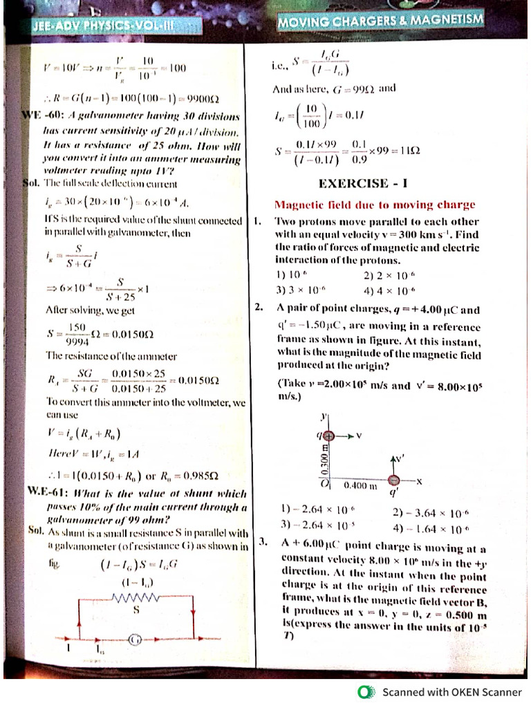 Iit Phy Vol Ex 1 - Moving Charges and Magnetism | PDF