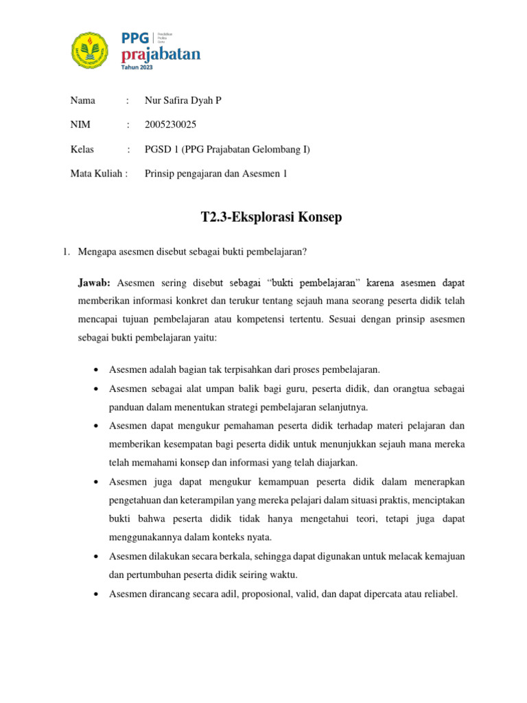 T2.3 - Eksplorasi Konsep - 2005230025 - Nur Safira Dyah P | PDF