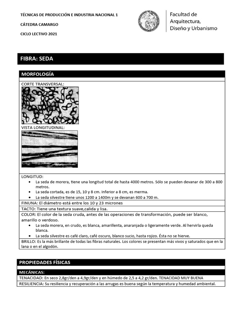 Ficha General Fibras SEDA | PDF | Seda | Ropa