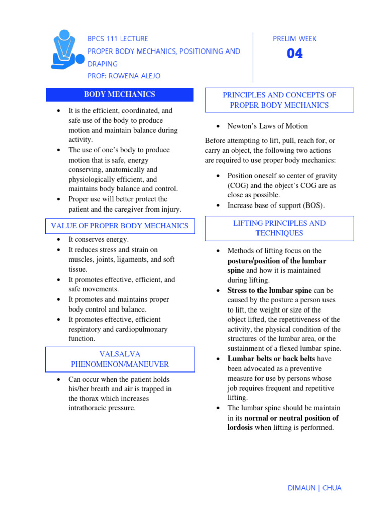04 Proper Body Mechanics, Positioning and Draping | Download Free PDF ...