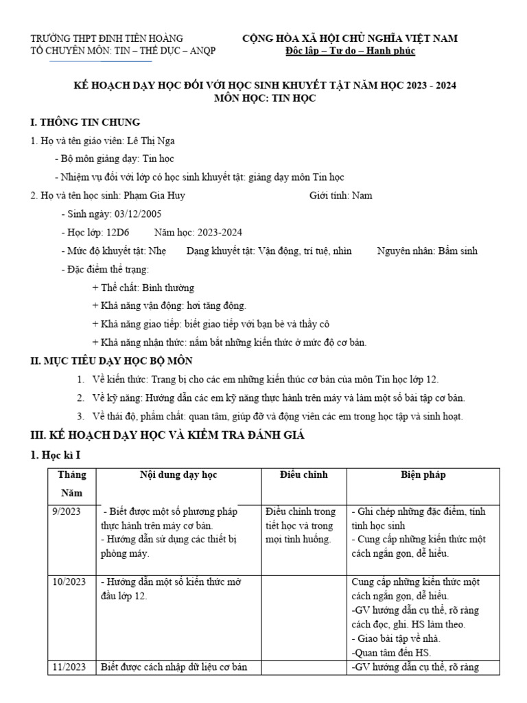 Khgd Hs Khuyết Tật - 12 | PDF