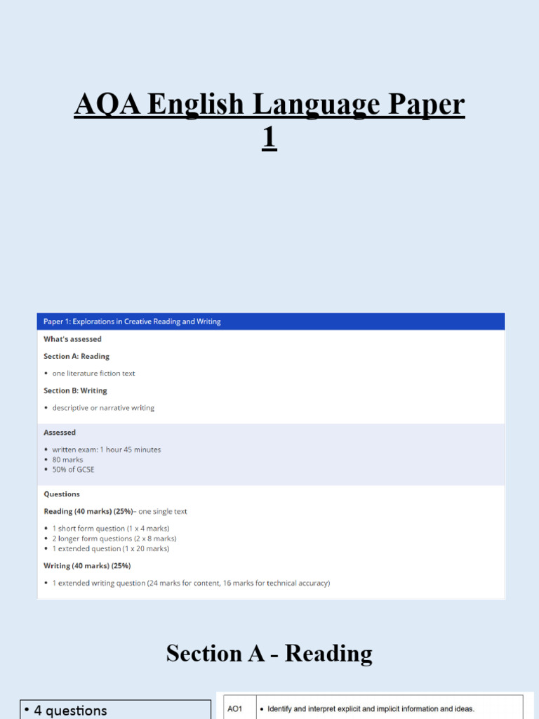 AQA English Language Paper 1 | PDF