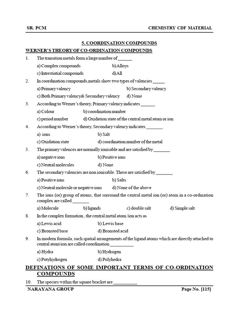 5.coordination Compounds | Download Free PDF | Coordination Complex | Ligand