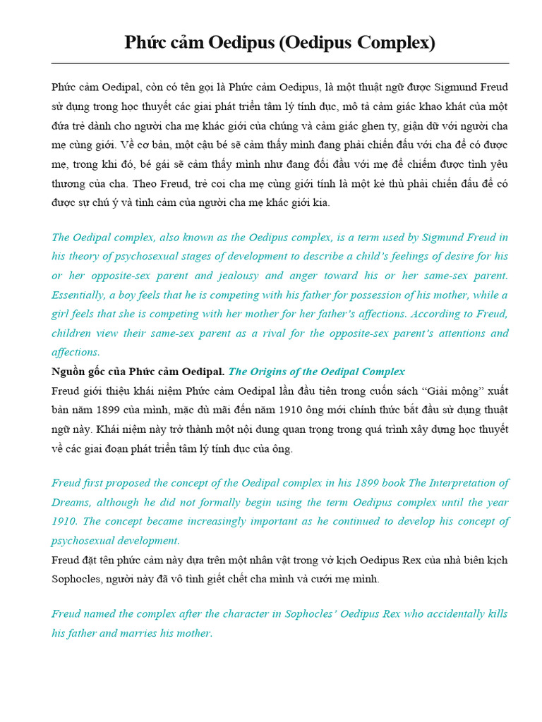 Phức Cảm Oedipus (Oedipus Complex) | PDF
