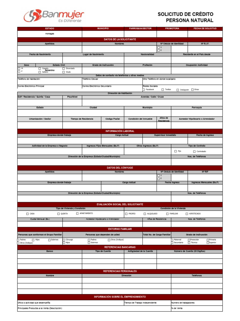 PLANILLA DE SOLICITUD DE CREDITO 2024. | PDF | Bancos | Documento de ...