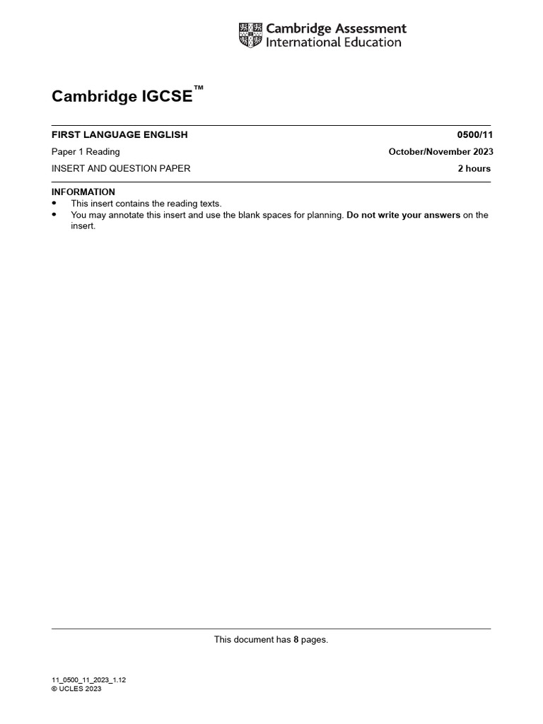 Cambridge IGCSE 0500 Paper 1 (XI) | PDF | Social Science